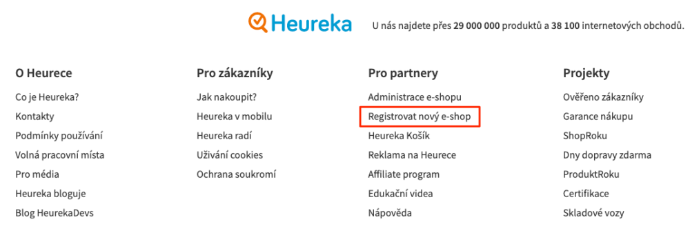 Heureka - Registrace - WebPrezent.cz
